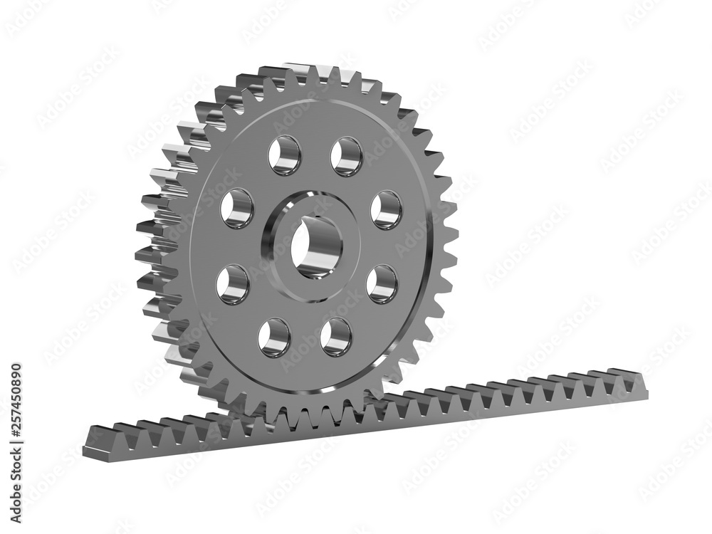 Rack gear. Image of a rack with a rolling gear wheel. Sliding gate ...
