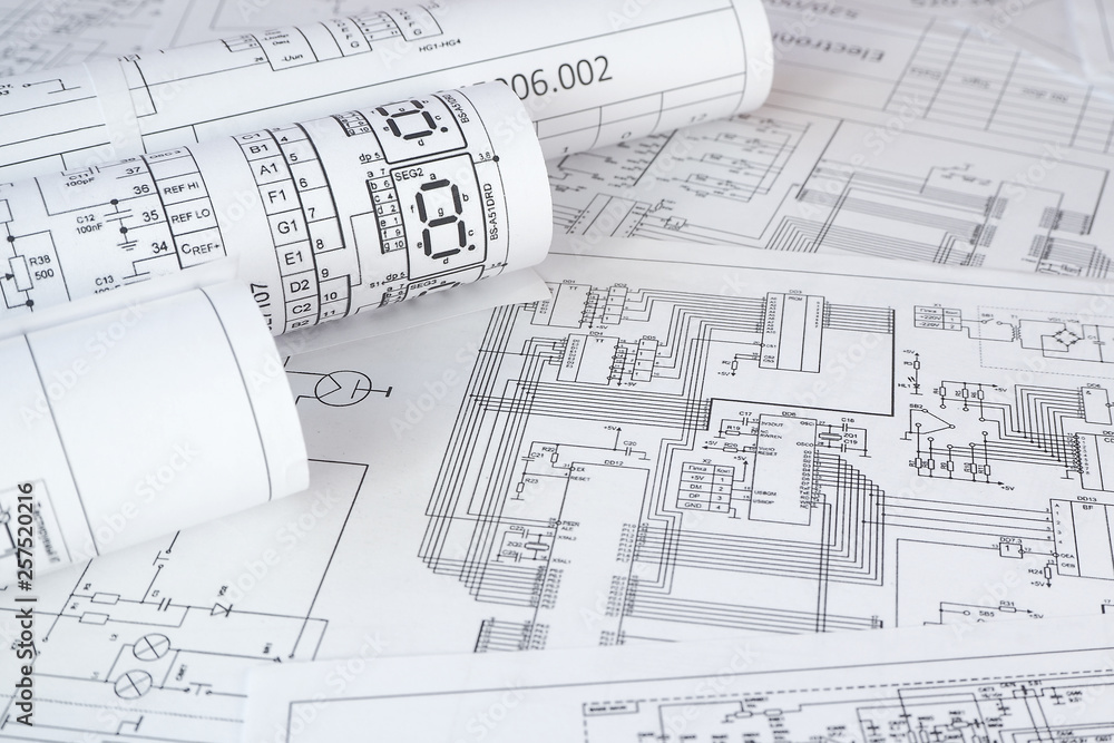 electrical engineering drawings Stock Photo | Adobe Stock