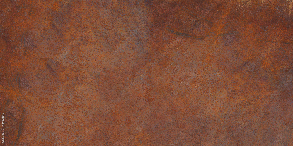 Panoramic grunge rusted metal texture, rust and oxidized metal background. Old metal iron panel ...