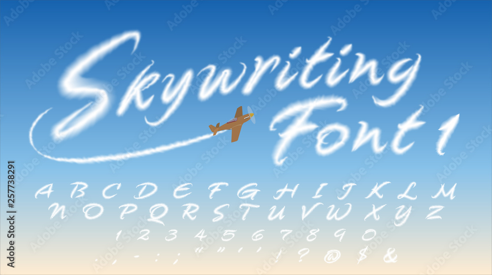 Skywriting Font-1: Vapor-Inspired Upper-Case: 50 characters. For people ...