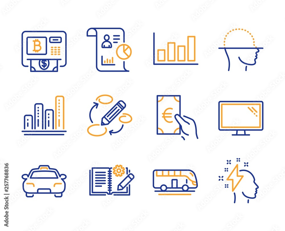 Monitor, Face scanning and Keywords icons simple set. Graph chart ...