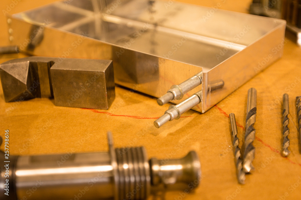 Sheet metal project. Cleco clamps holding a metal aluminum tray ...