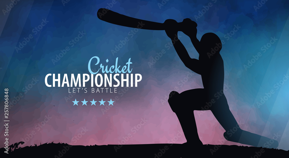 Cricket Championship banner or poster, design with players and bats ...