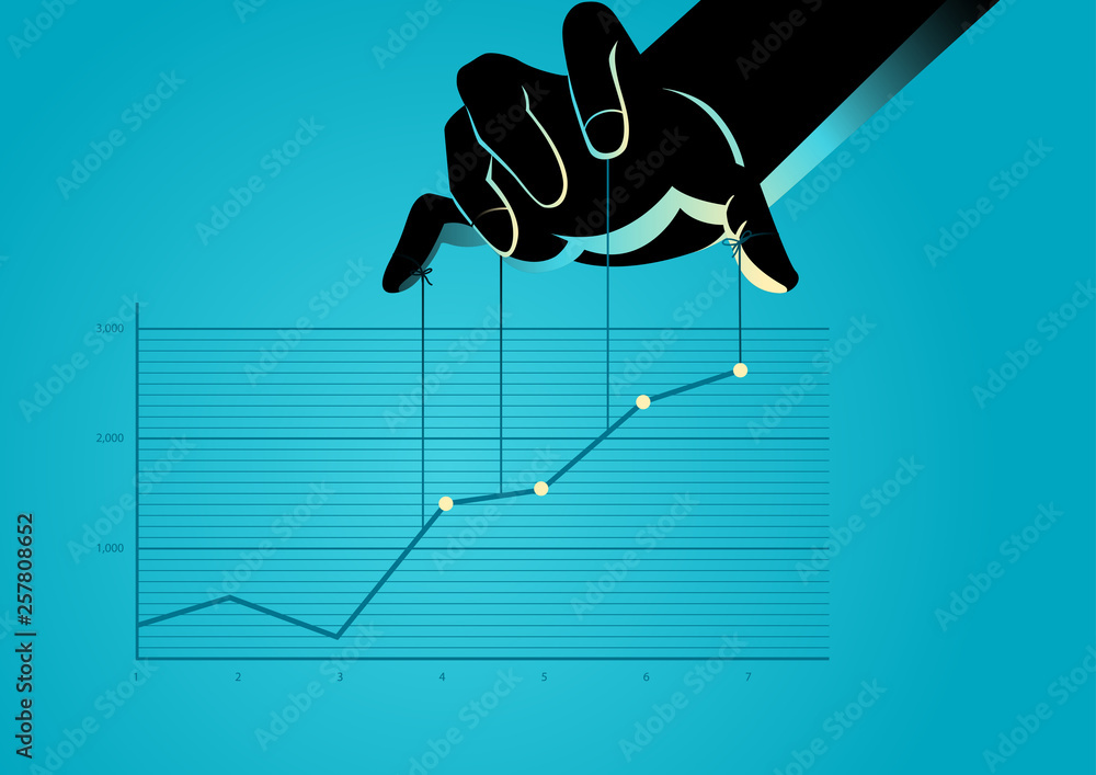 Puppet master controlling graphic chart Stock Vector | Adobe Stock