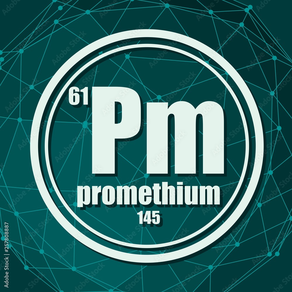 Promethium chemical element. Sign with atomic number and atomic weight ...