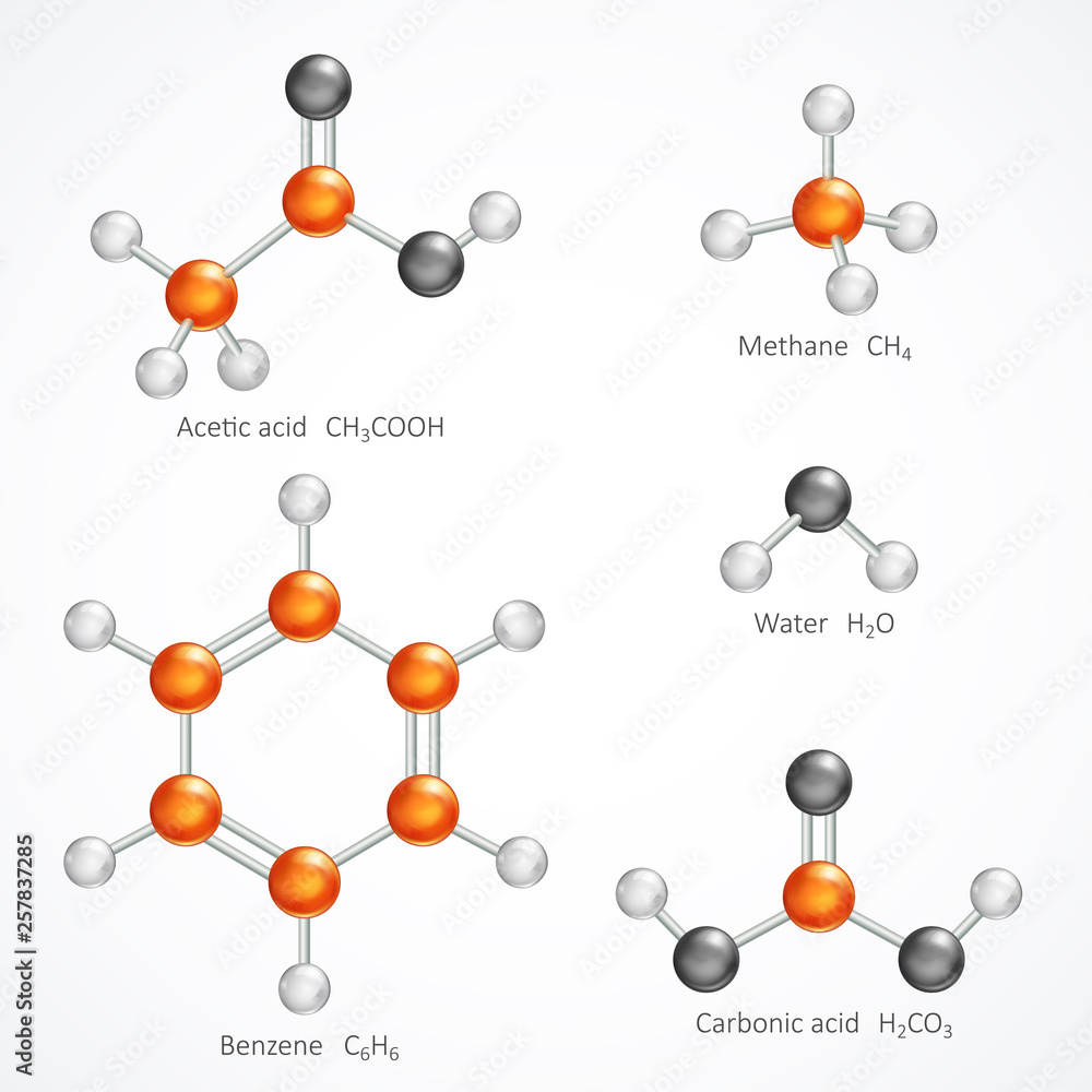 Illustration of 3d molecular structure, ball and stick molecule model ...