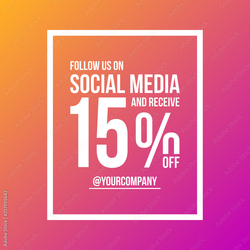 Follow Us On Social Media Sign Poster Rectangle Stock Vector | Adobe Stock
