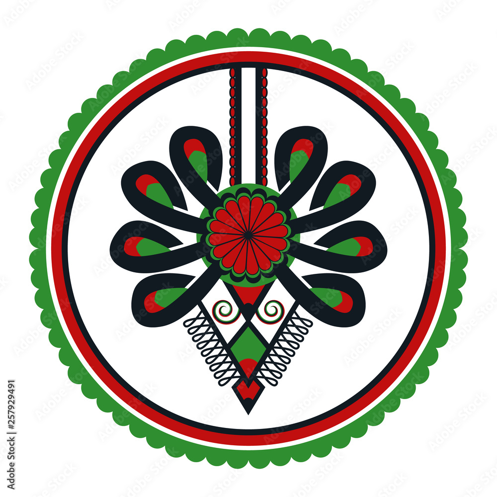Polski folklor - parzenica w okrągłej ramce Stock Vector | Adobe Stock