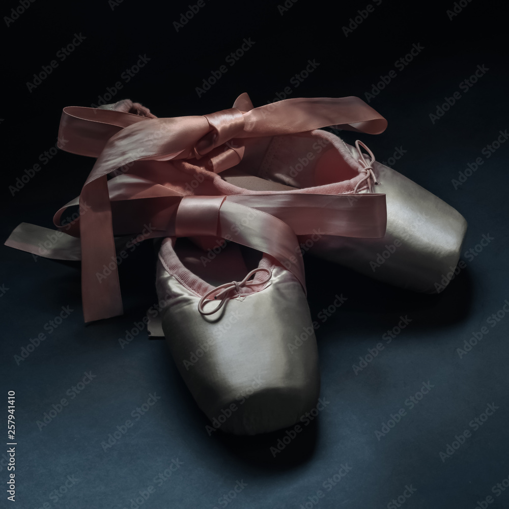 Pointe shoes ballet dance shoes with a bow of ribbons beautifully ...