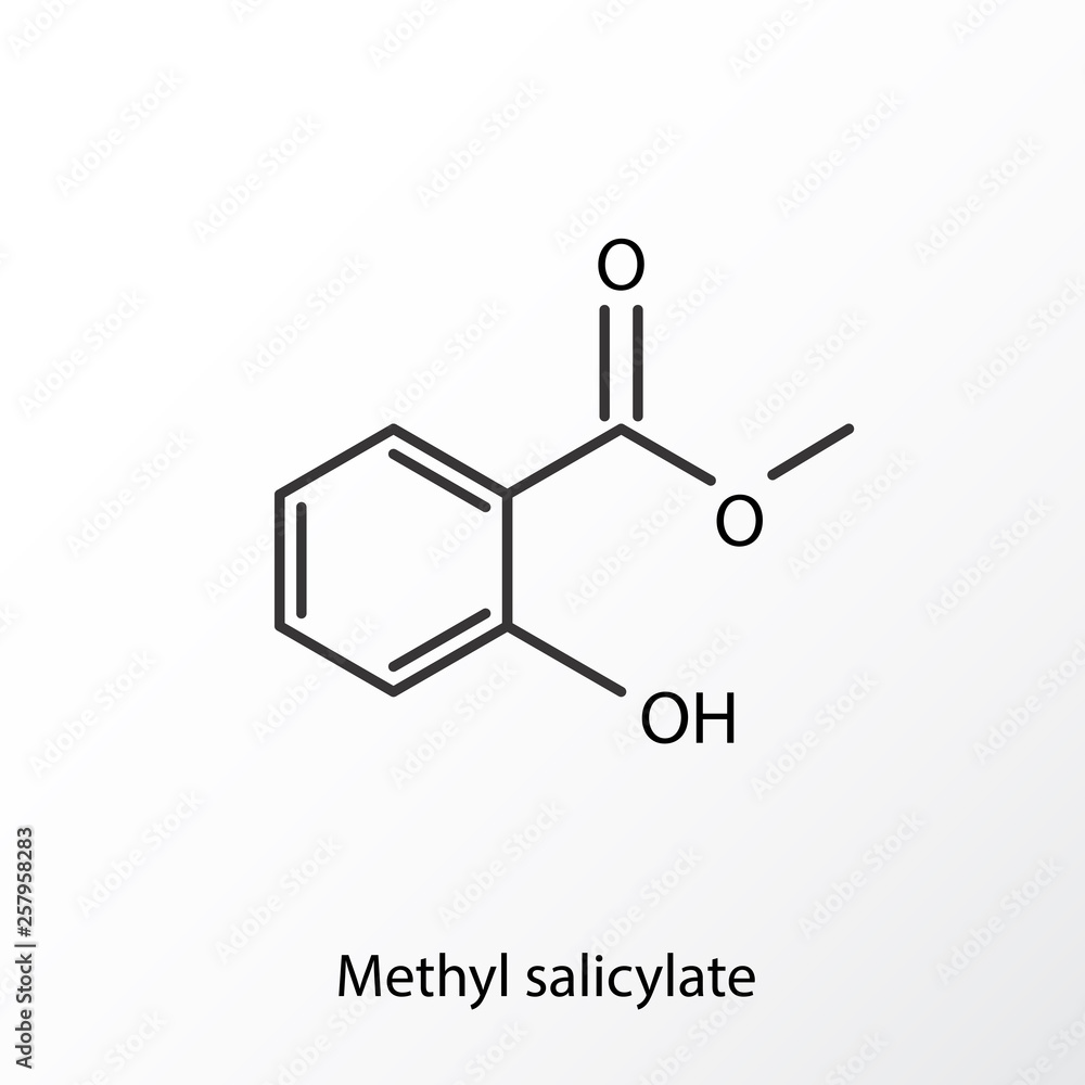 Methyl salicylate (wintergreen oil) molecule. Acts as rubefacient. Used ...