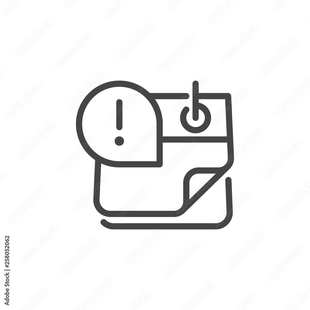 Calendar with Exclamation Mark Icon in Line Design. Notification of ...