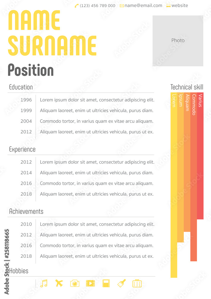 Resume cv template profile design Stock Illustration | Adobe Stock