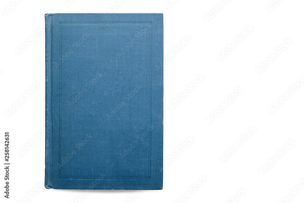 One blue beautiful closed book on white isolate background. beautiful ...