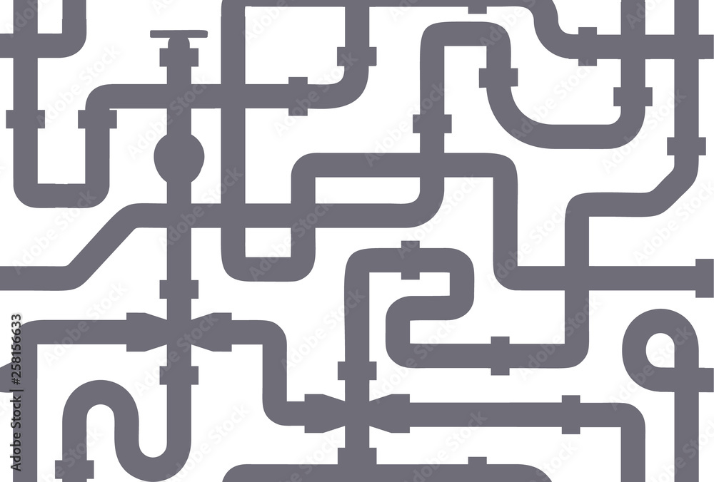 Seamless vector texture, pipeline texture, grey silhouette style ...