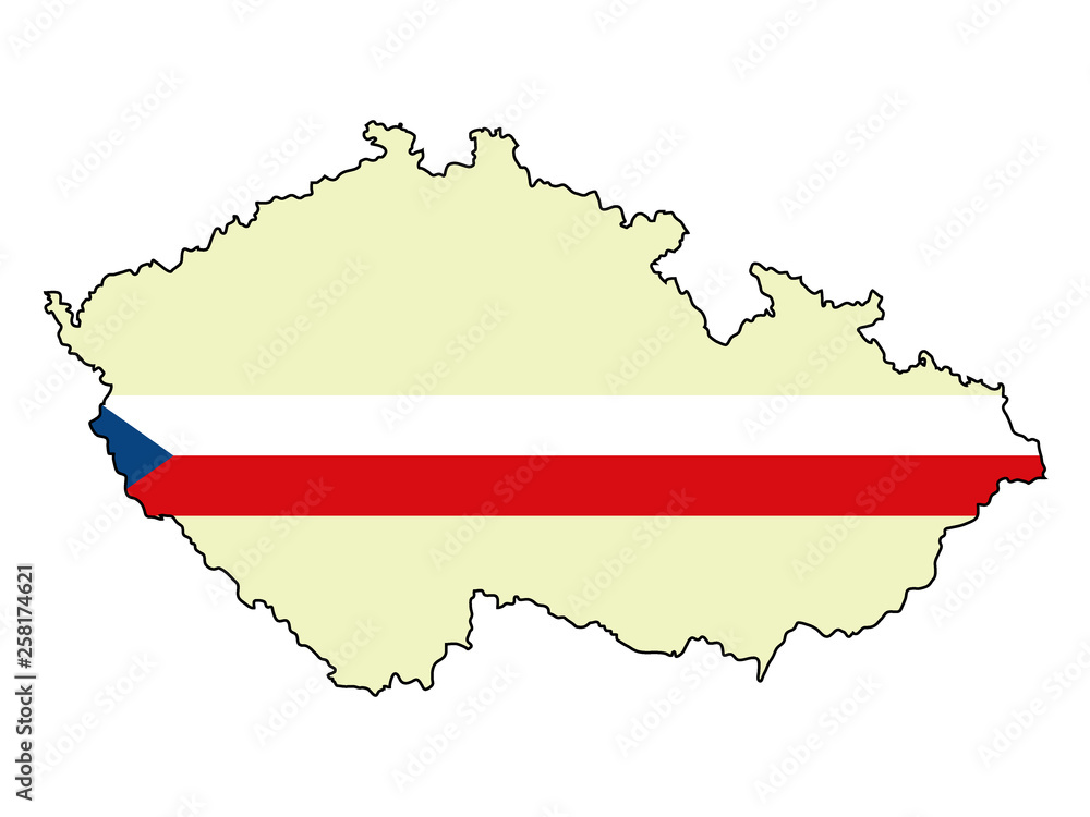 Czechoslovakia map with national flag Stock Vector | Adobe Stock