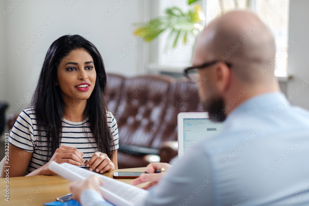 Indian girl attending job interview Stock Photo | Adobe Stock
