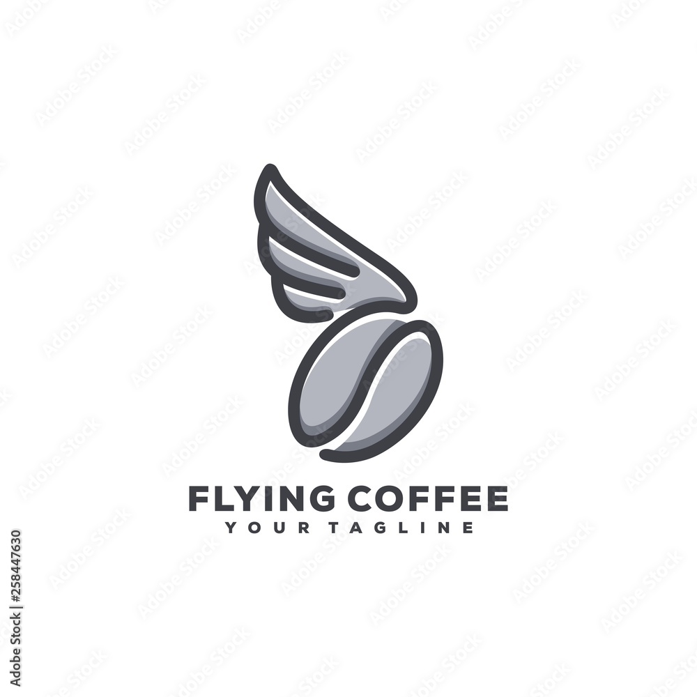 flying coffee logo design. Stock Vector | Adobe Stock