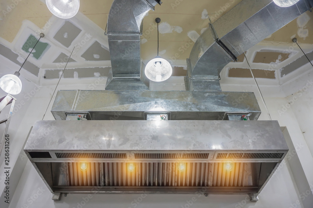 The restaurant ventilation system. Airflow fan for ventilate vacuum ...