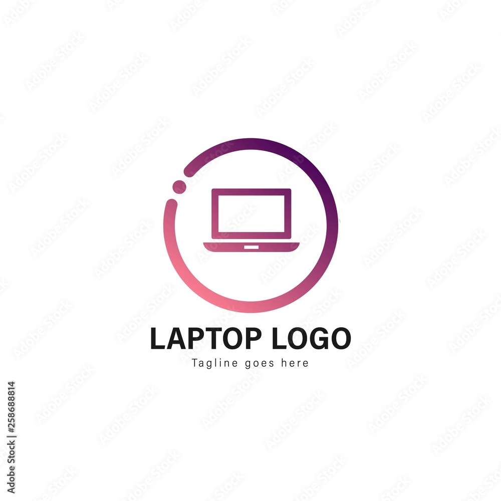 Laptop template design. Laptop logo with modern frame vector design ...