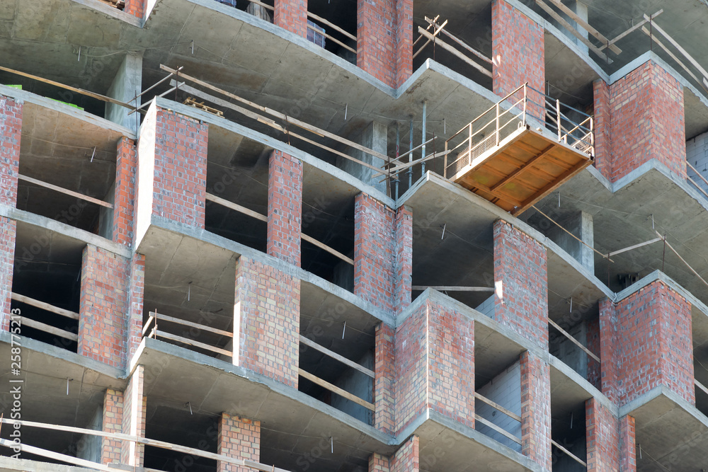 wall with window openings in a multi-storey high-rise residential ...