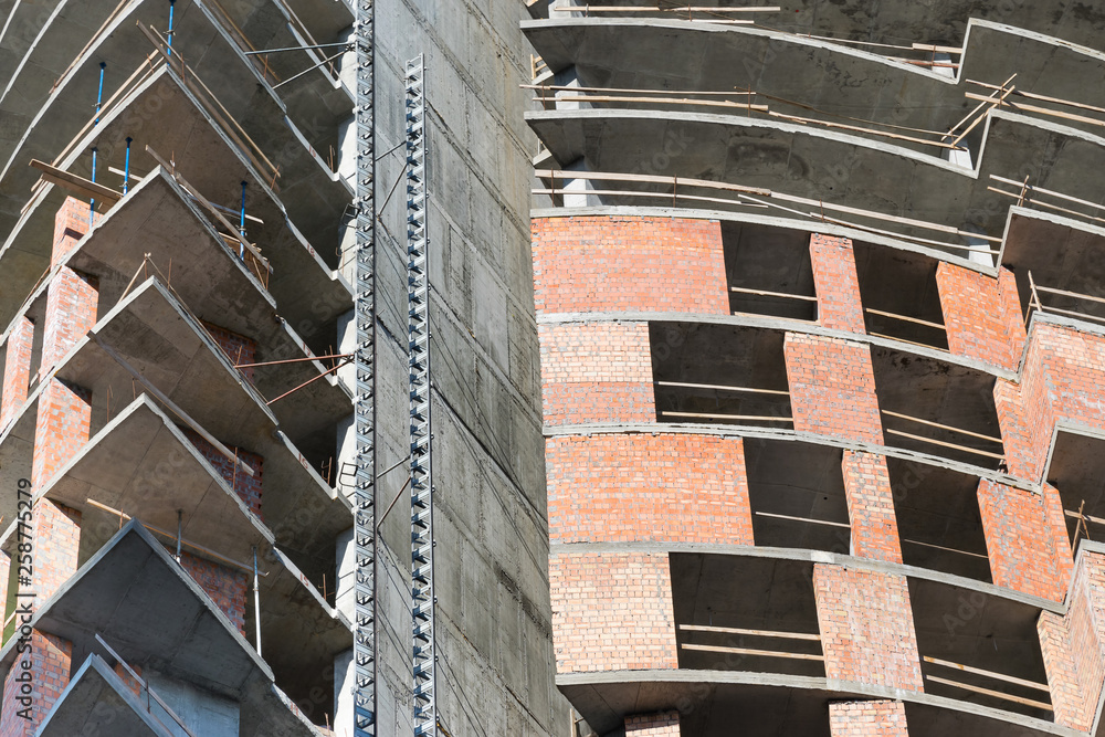 wall with window openings in a multi-storey high-rise residential ...