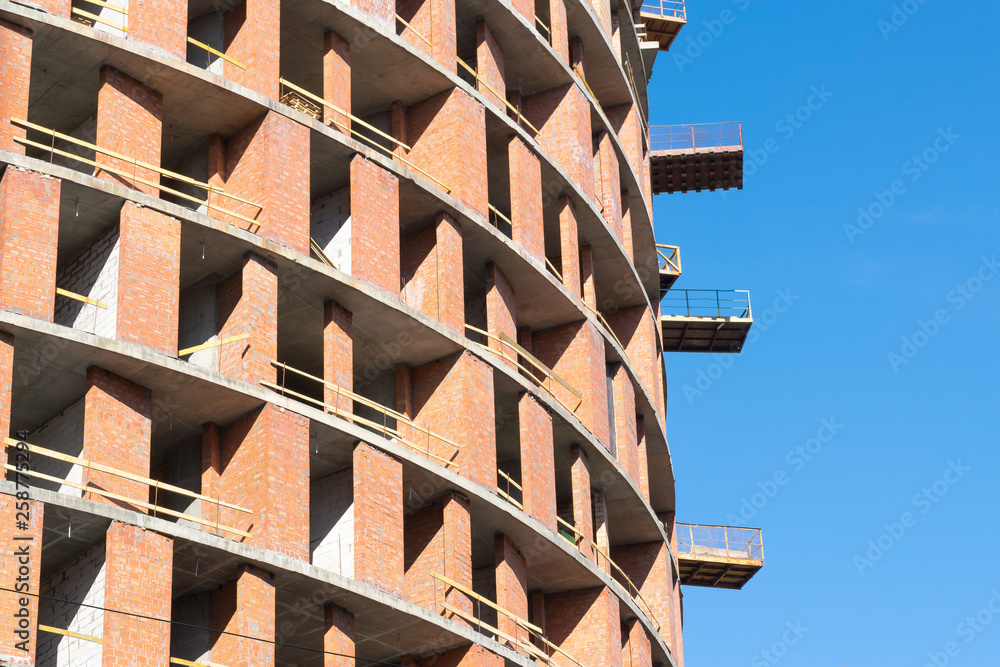 wall with window openings in a multi-storey high-rise residential ...