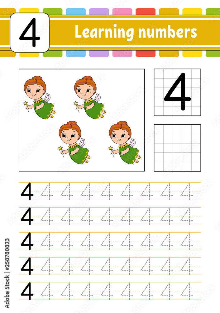 Trace and write. Handwriting practice. Learning numbers for kids ...