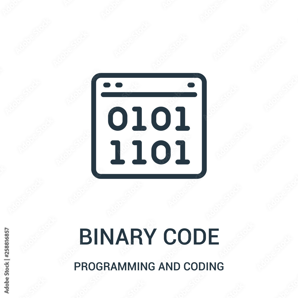 Binary Code Icon Vector From Programming And Coding Collection Thin