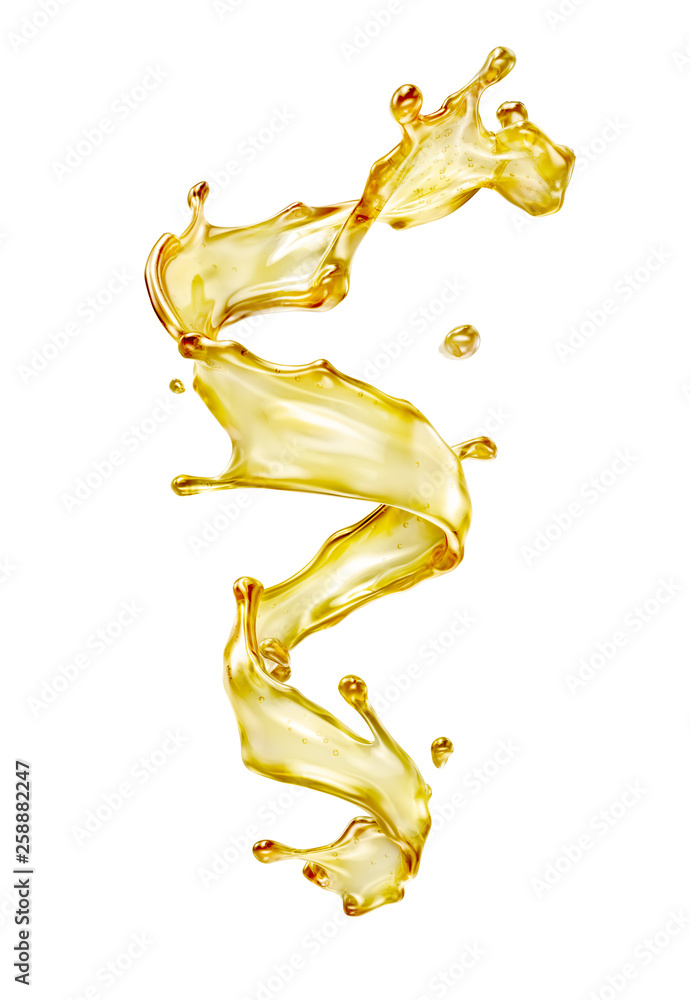 Olive or engine oil splash, cosmetic serum liquid isolated on white ...