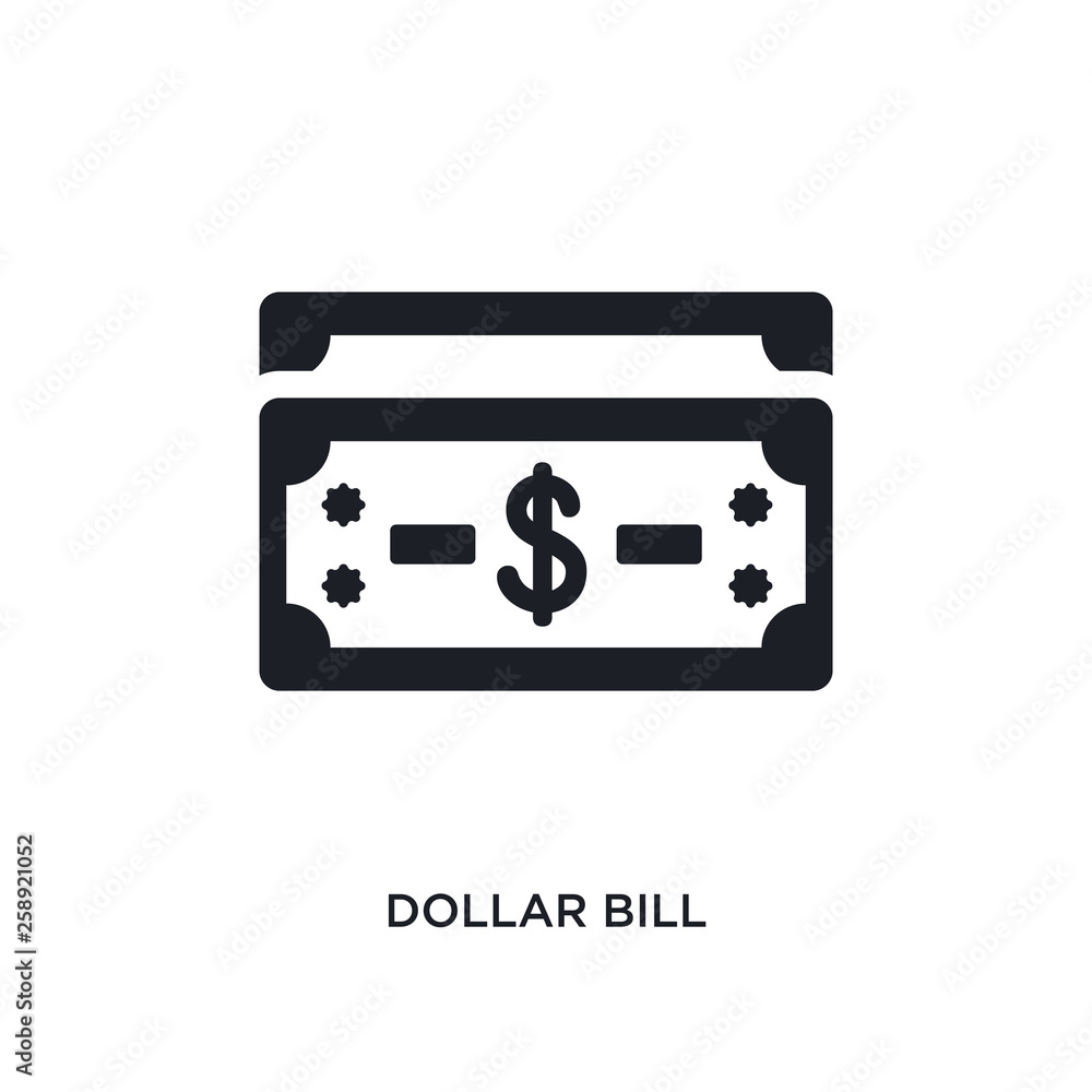 black dollar bill isolated vector icon. simple element illustration ...