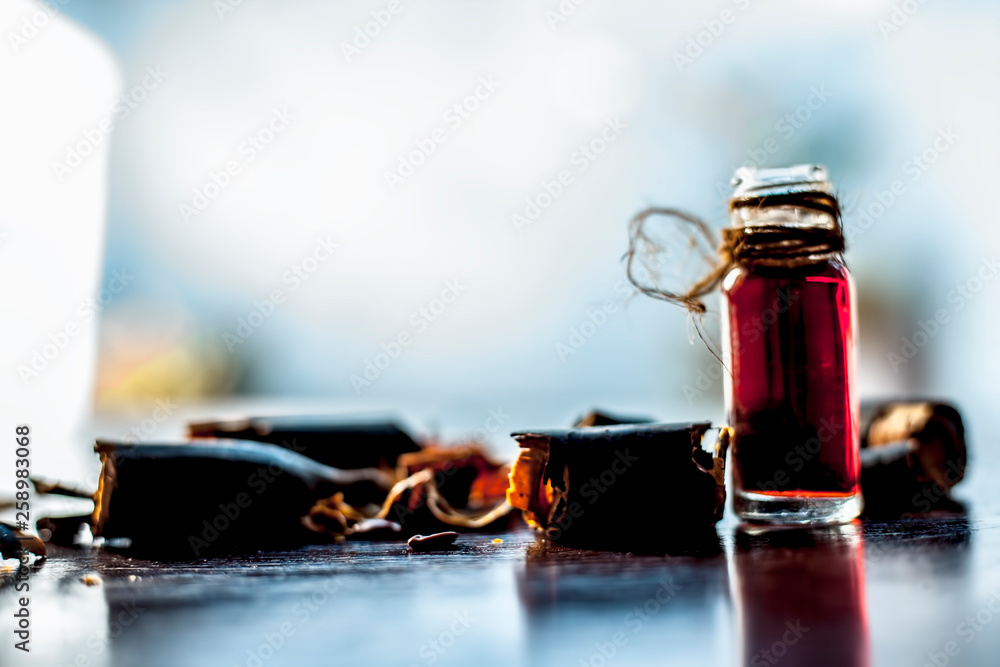 Golden shower tree or garmalo or Amaltas or Cassia fistula oil in a ...