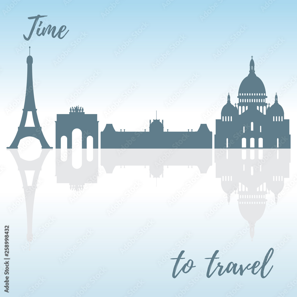 Famous buildings of Paris. Symbols and landmarks. Stock Vector | Adobe ...