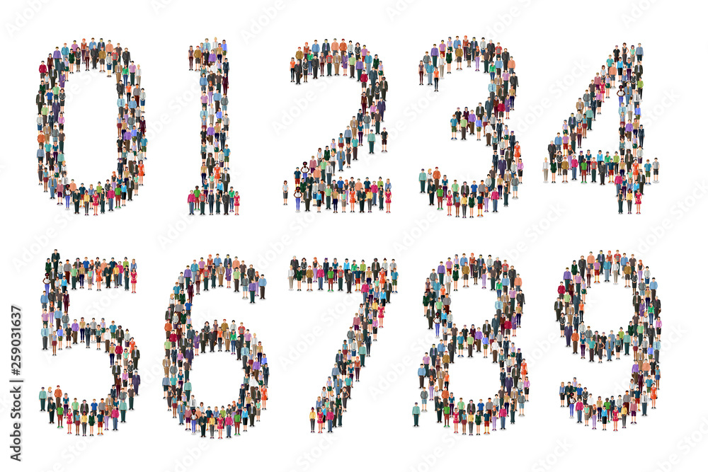 Numbers made of tiny casual style people figures Stock Vector | Adobe Stock