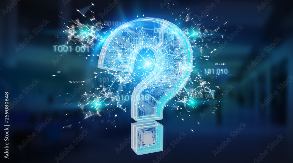 Blue digital question marks background 3D rendering Stock Illustration ...