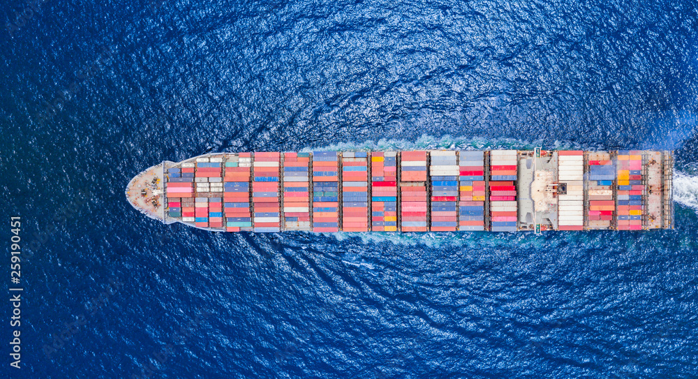 Cargo ships with full container receipts to import and export products ...