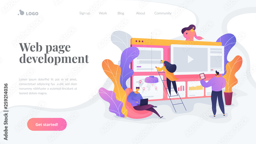 Website development or web application, coding, designing for web browsers concept.Website ...