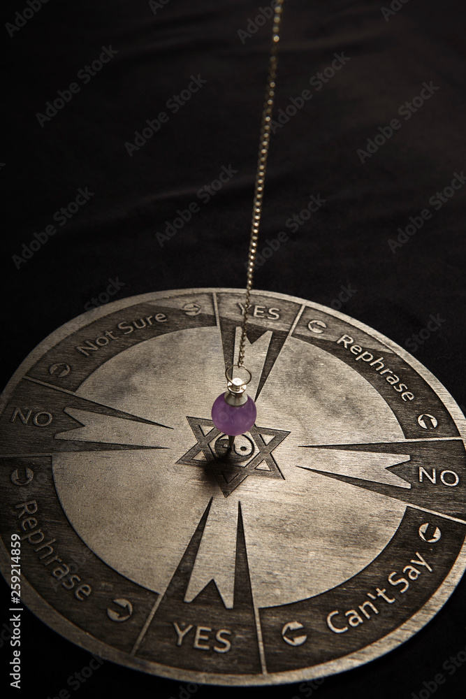 Properties of fortune telling - wooden spiritual chart and pendulum ...