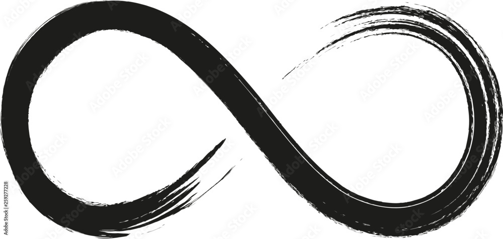 Grunge infinity symbol. Hand painted with black paint. Grunge brush ...