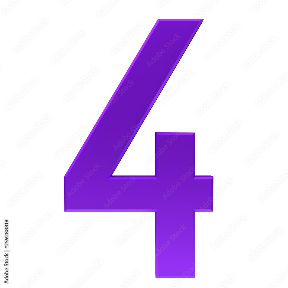number 4 four purple numeral sign 3d render isolated on white Stock ... number 4 four purple numeral sign 3d render isolated on white Stock ...
