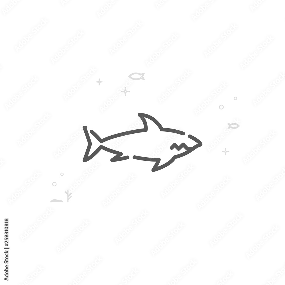 Shark Vector Line Icon, Symbol, Pictogram, Sign. Light Abstract ...