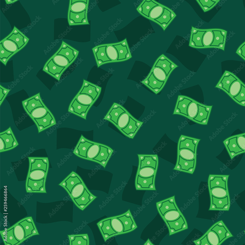 Money banknotes on green background. Seamless pattern green money bills ...