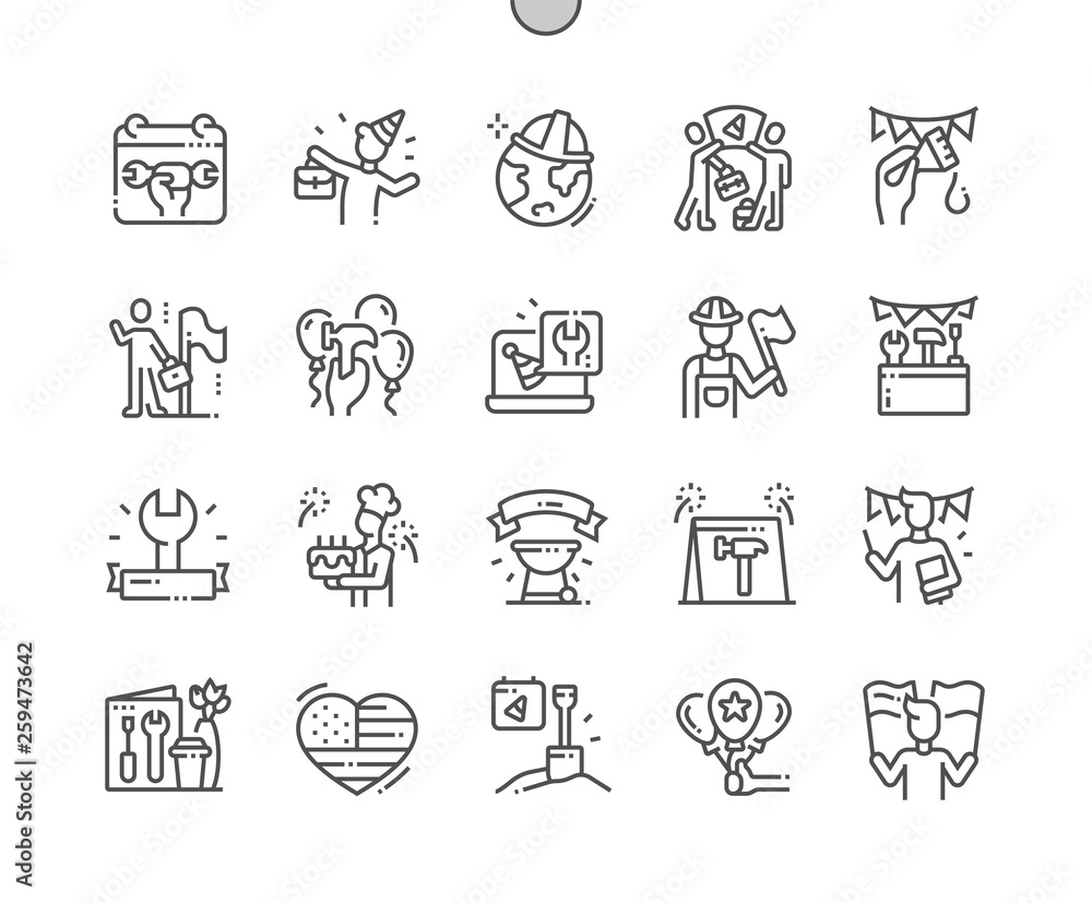 International Labor Day Well-crafted Pixel Perfect Vector Thin Line ...