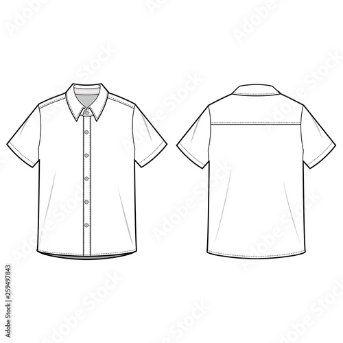 Short Sleeve Shirts Fashion Flat Sketch Template Stock Vector Adobe Stock