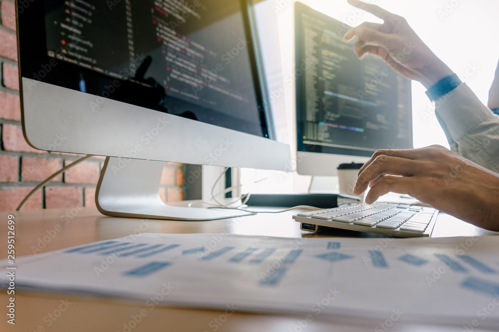 programming and coding technologies. Website design. Programmer working business in software ...