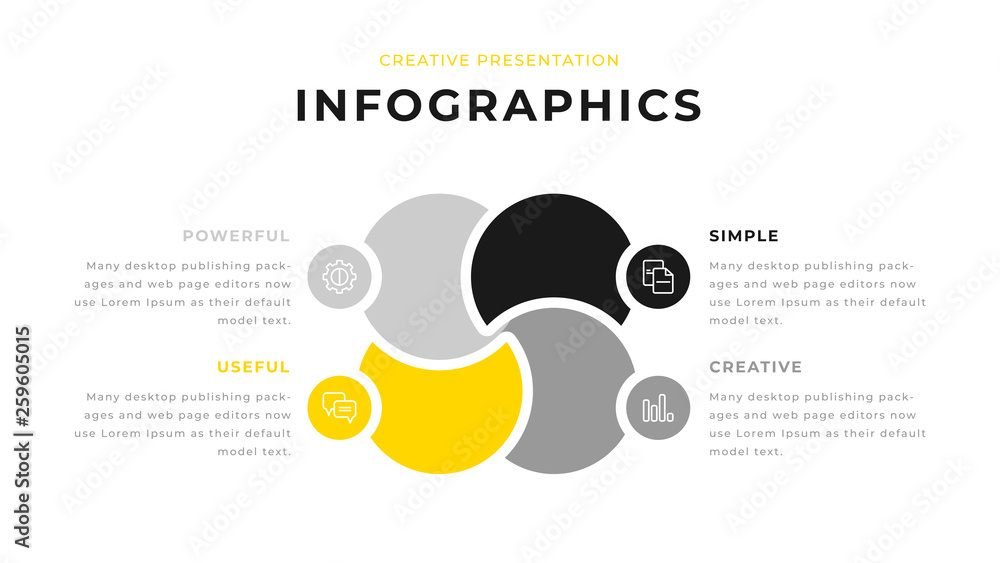 4 option yellow and gray infographic chart diagram business ...