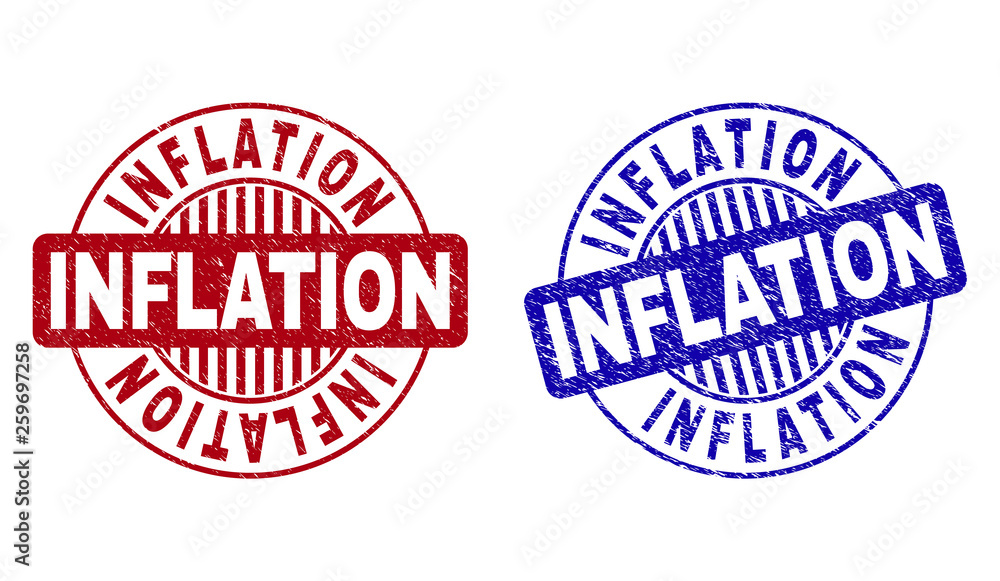 Grunge INFLATION round stamp seals isolated on a white background ...