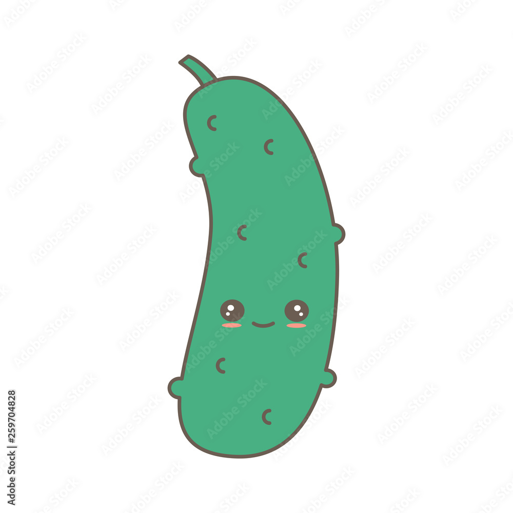 cute cartoon vector cucumber isolated on white background Stock Vector ...