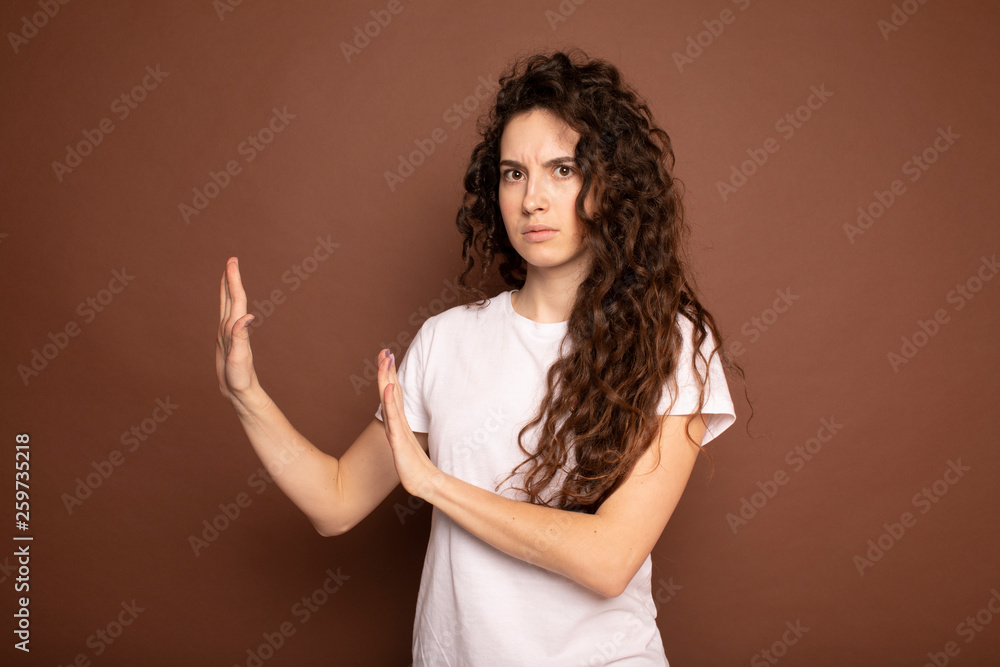 Closeup portrait young annoyed angry woman with bad attitude giving ...