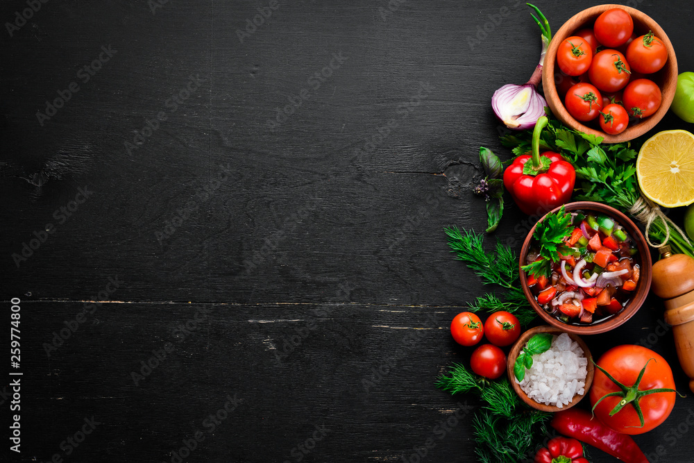 salsa sauce and ingredients. Latin American Mexican Traditional Sauce ...
