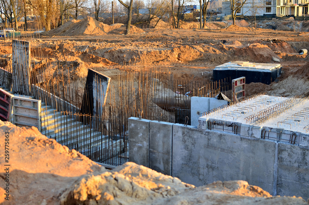 Monolithic concrete structure in the foundation pit during the ...